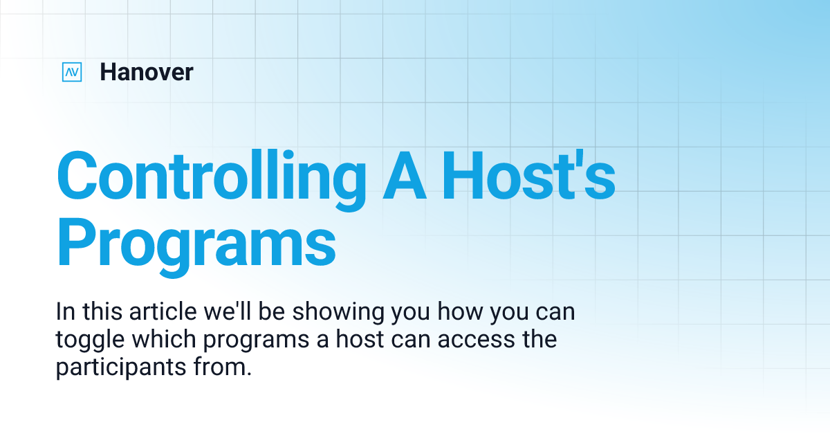 Controlling A Host's Programs | Hanover
